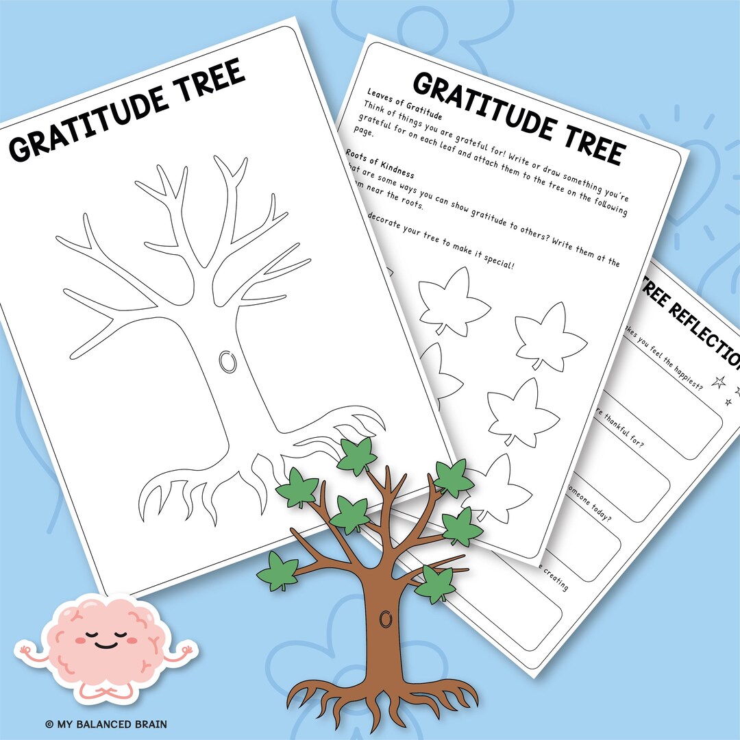 Gratitude Tree Coloring Craft Printable, Thankfulness Worksheet, I Am ...