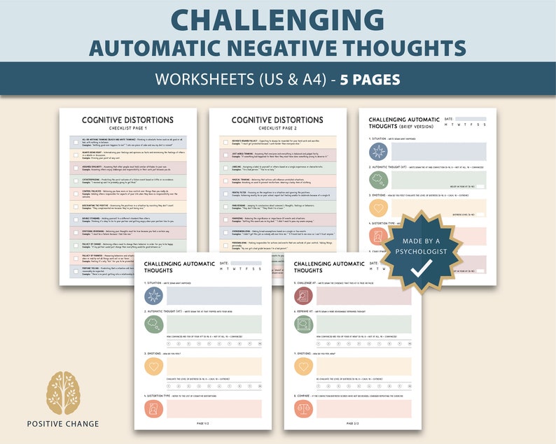 Challenge Automatic Negative Thoughts, Thinking Traps Worksheet ...