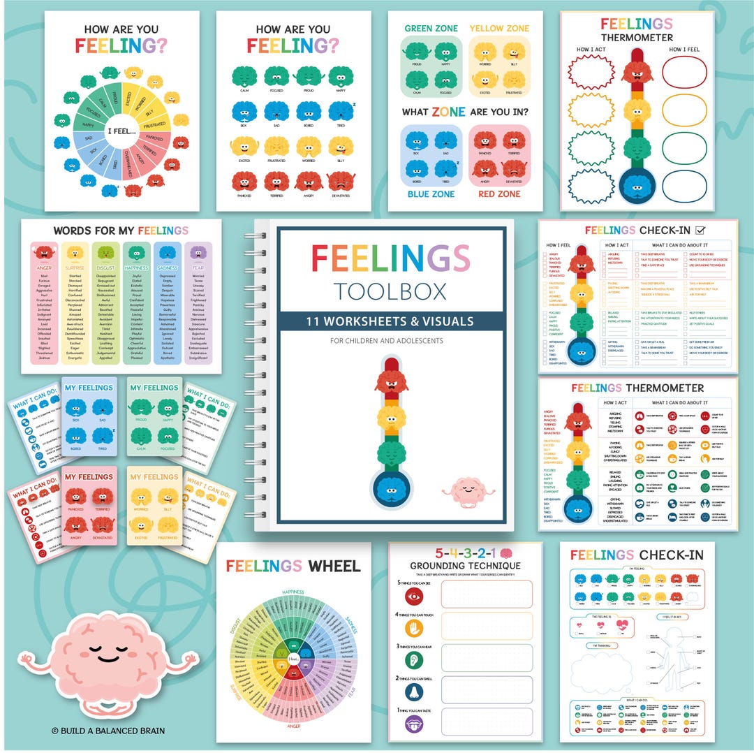 Feelings Printable Set for Kids, Coping Skills, Emotions Check-in ...