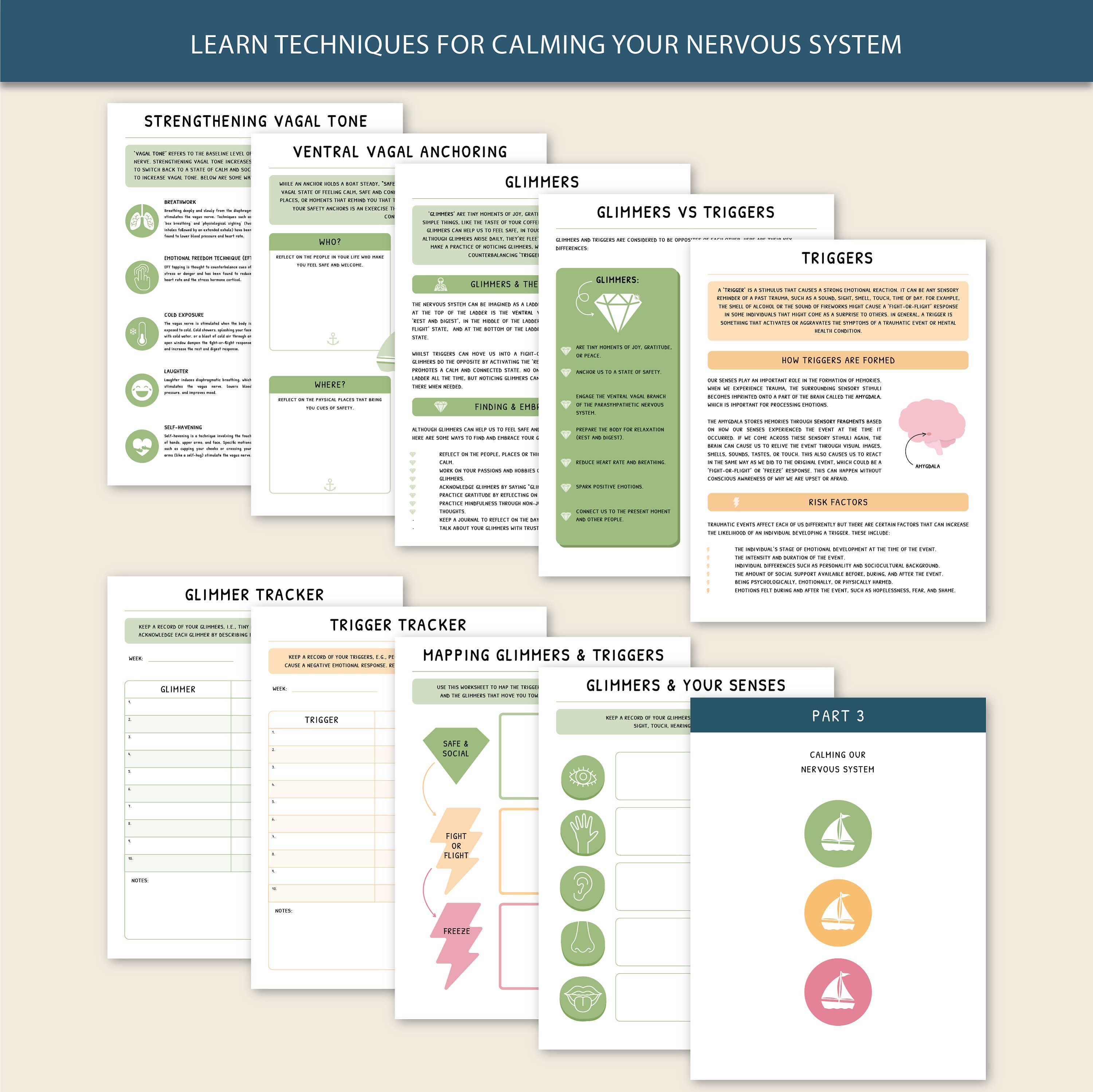 Nervous System Regulation Workbook, Polyvagal Theory Ladder, Vagus ...