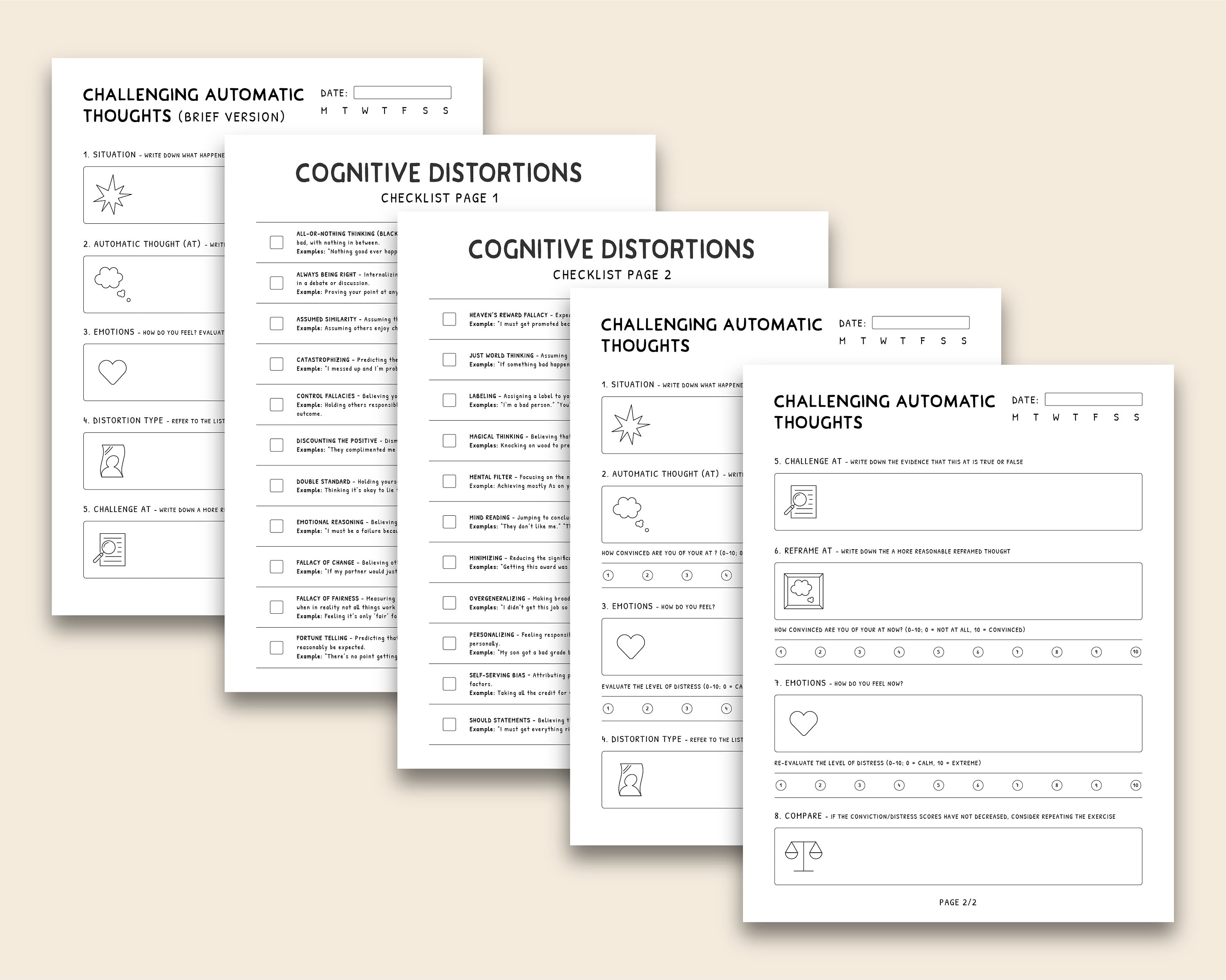 Challenge Automatic Negative Thoughts, Thinking Traps Worksheet ...