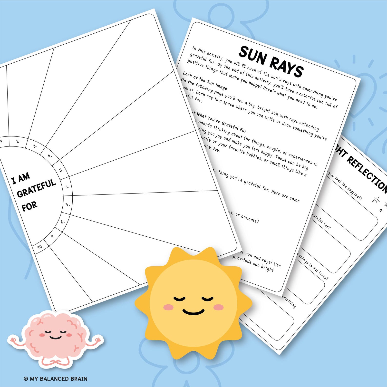 Gratitude Sunshine Log, Sun Rays Thankfulness Activity, Sunburst ...