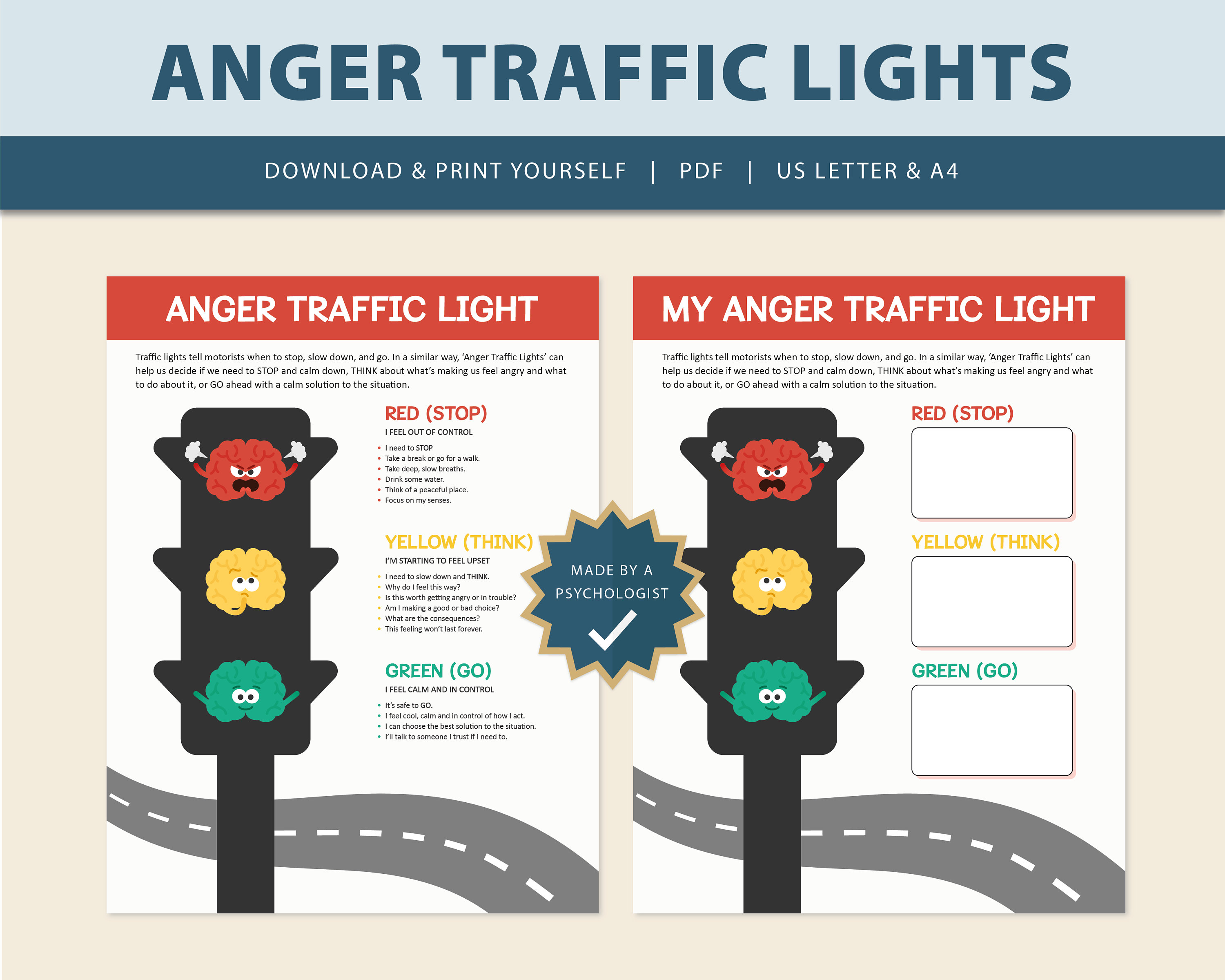 Anger Management 18 Printable Pages, Coping Skills Bundle, CBT ...