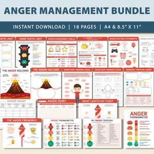 Anger Management 18 Printable Pages, Coping Skills Bundle, CBT ...