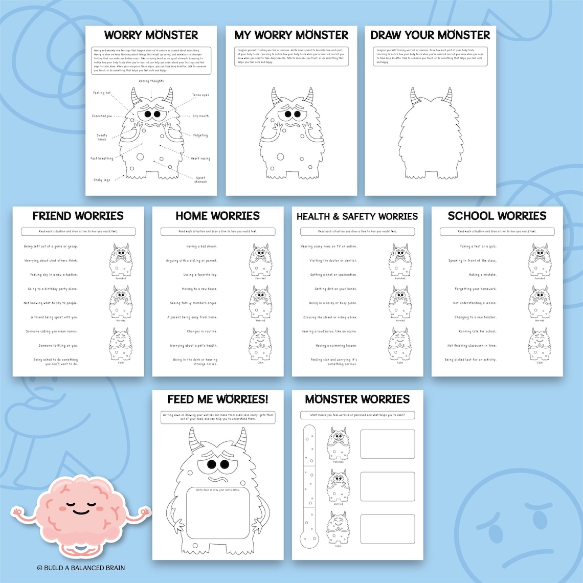 My Worry Monster Workbook, Kids Anxiety Coloring Book, Coping Skills ...