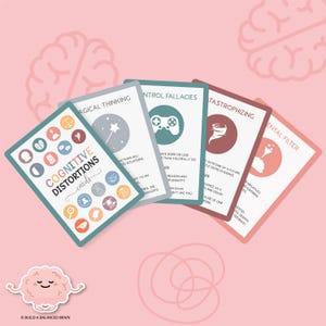 Cognitive Distortions Flash Cards, Unhelpful Thinking Cards, Thinking ...