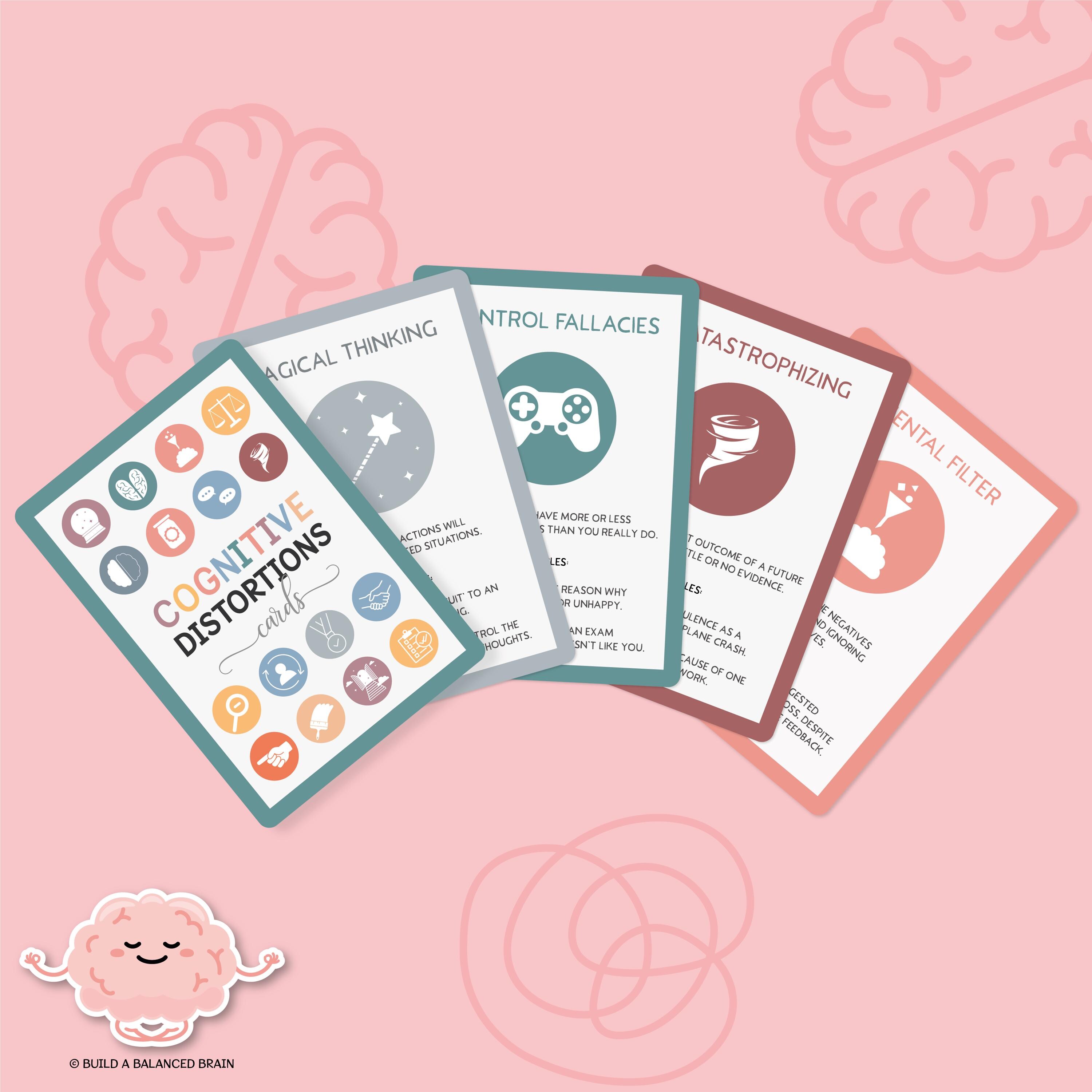 Cognitive Distortions Flash Cards, Unhelpful Thinking Cards, Thinking ...
