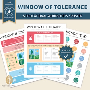 Window of Tolerance Worksheet Bundle, Anxiety, Trauma Handout ...