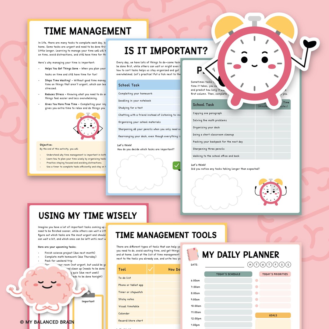 Kids Time Management Worksheets, Executive Functioning Skills, ADHD ...