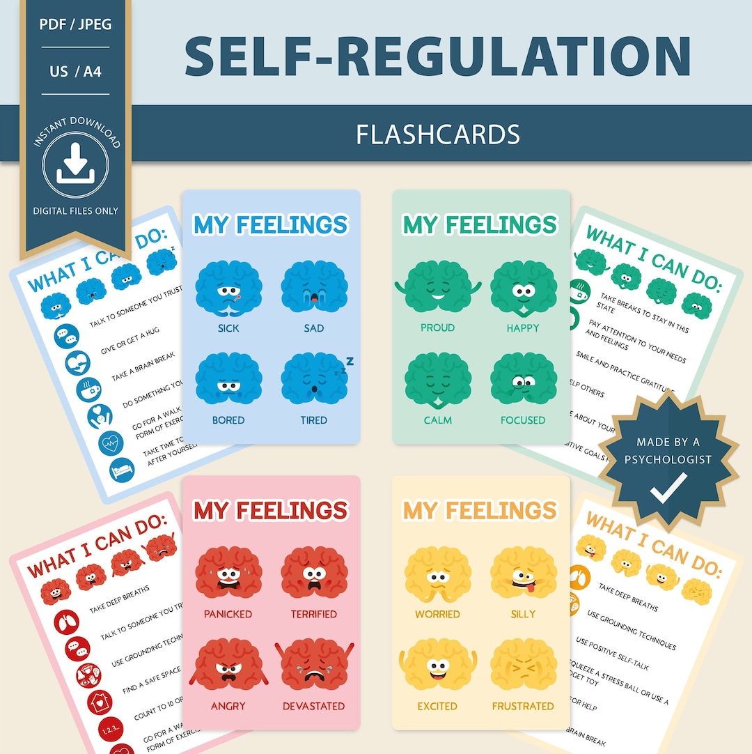 Self-regulation Flashcards With Coping Strategies, Zones of Regulation ...