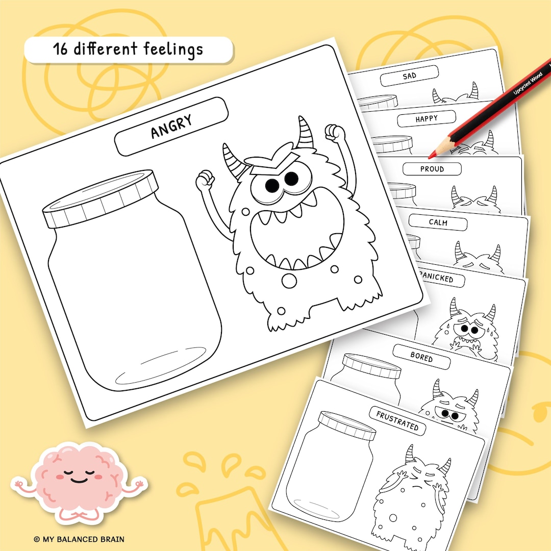 Monster Feelings Jar, 16 Emotions Coloring Activity, Zones of ...
