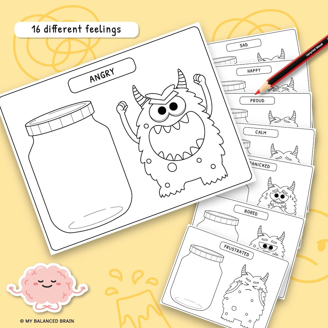 Monster Feelings Jar, 16 Emotions Coloring Activity, Zones of ...