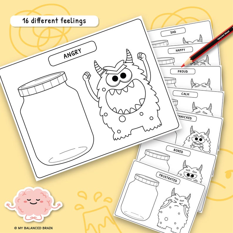 Monster Feelings Jar, 16 Emotions Coloring Activity, Zones of ...