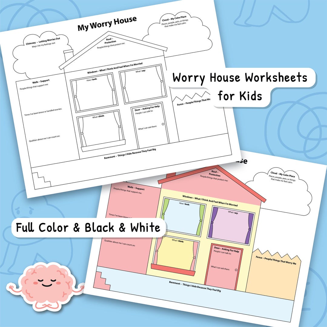 Anxiety House Worksheet, Worry House, CBT Coping Skills, DBT Skills ...