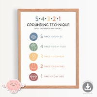 5-4-3-2-1 Grounding Exercise Handout - Etsy
