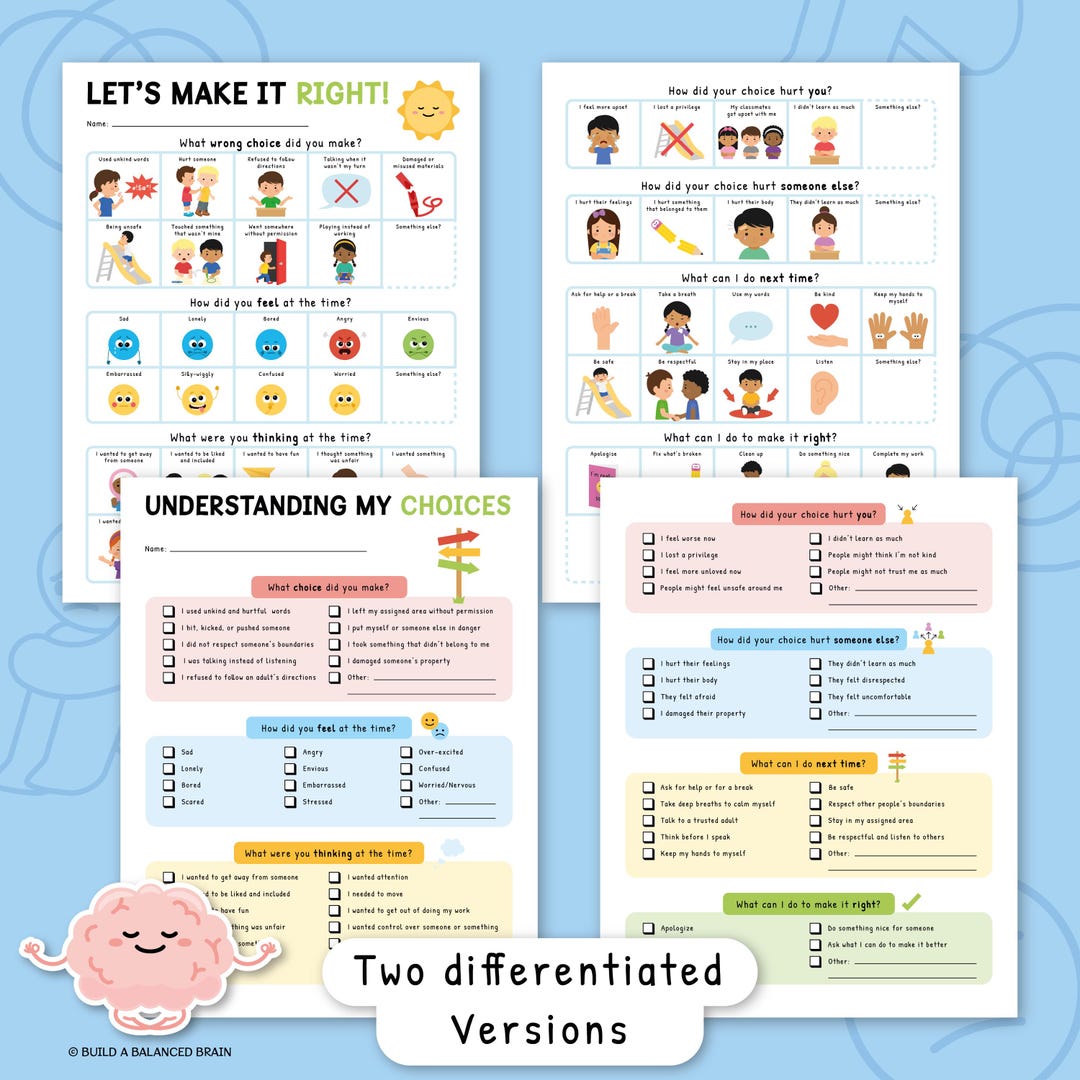 Restorative Practices Think Sheets, Behavior Reflection, Making Good ...