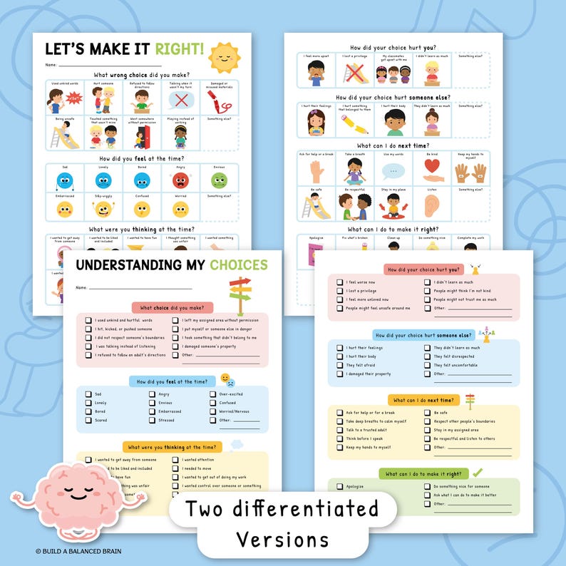 Restorative Practices Think Sheets, Behavior Reflection, Making Good ...