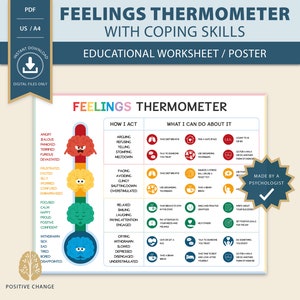 Feelings Printable Set for Kids, Coping Skills, Emotions Check-in ...