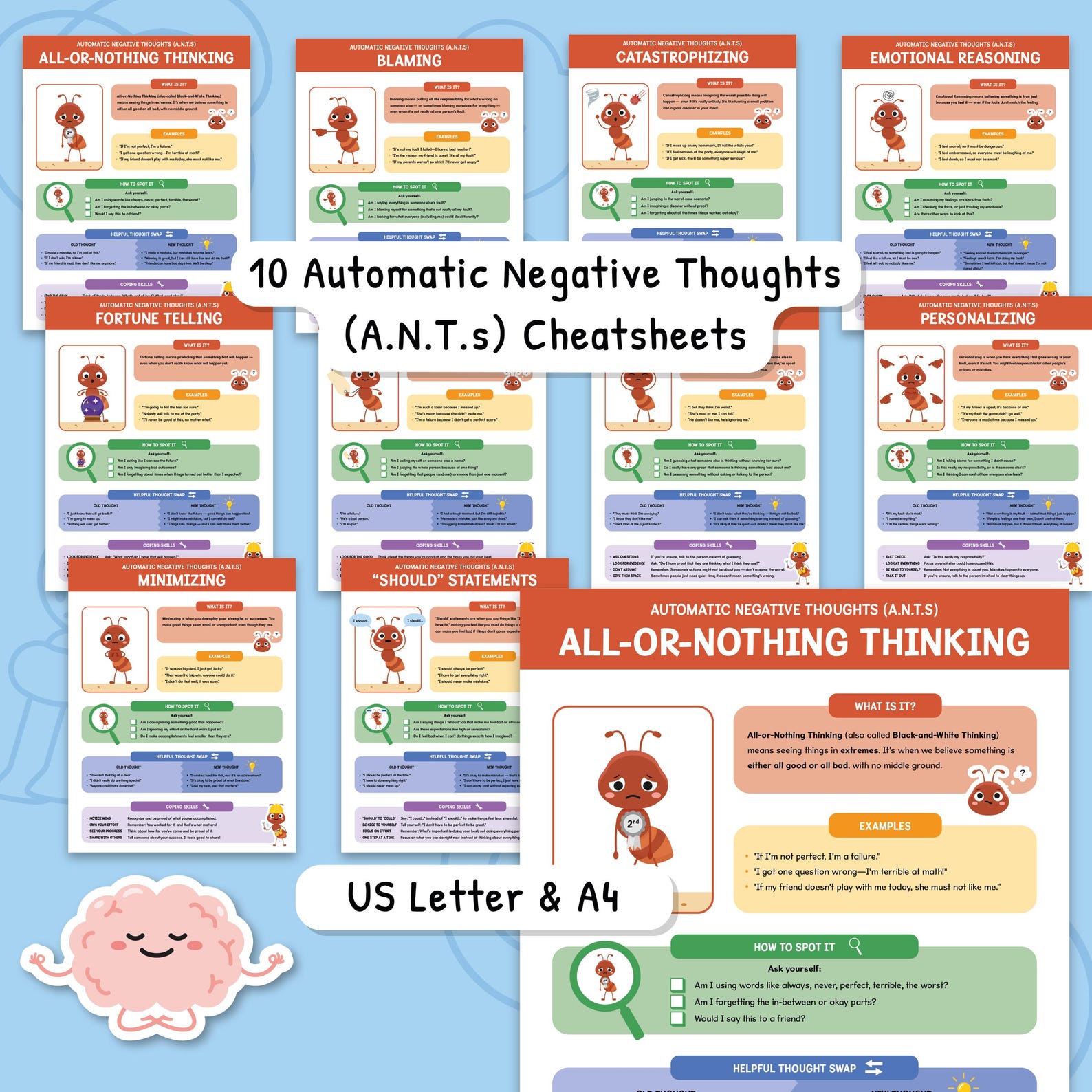 Ants Automatic Negative Thoughts, Kids Thinking Errors, Cognitive ...