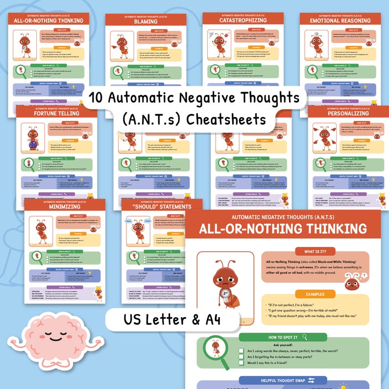Ants Automatic Negative Thoughts, Kids Thinking Errors, Cognitive ...