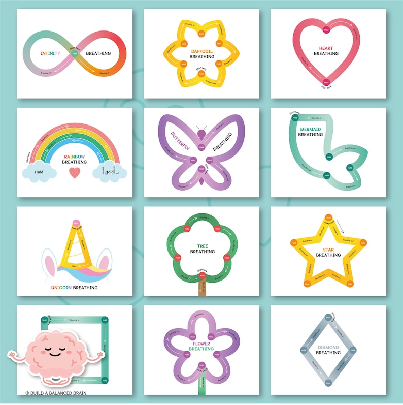Mindfulness Breathing Exercises for Kids, Finger Tracing Cards, Calm ...