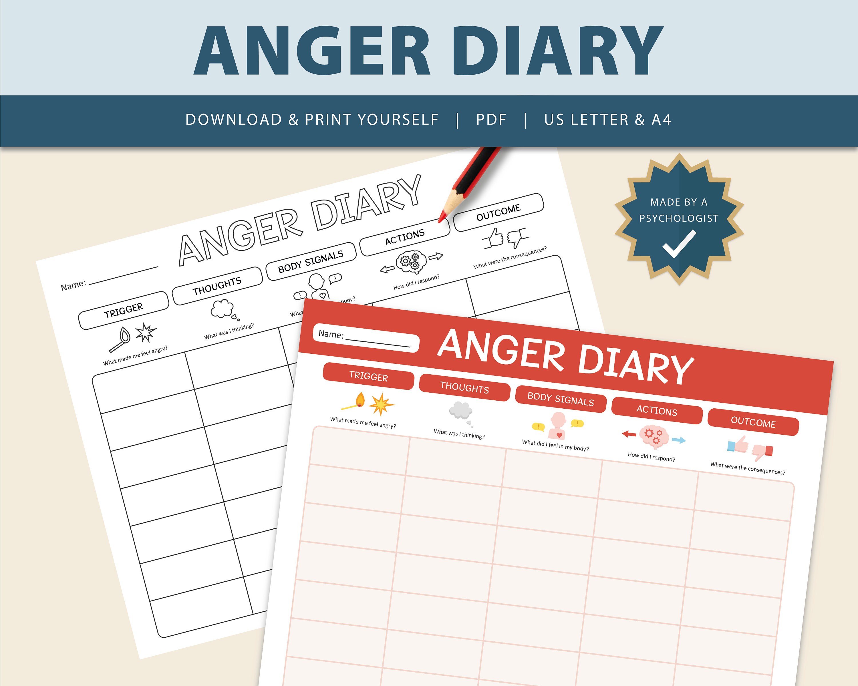 Anger Management 18 Printable Pages, Coping Skills Bundle, CBT ...