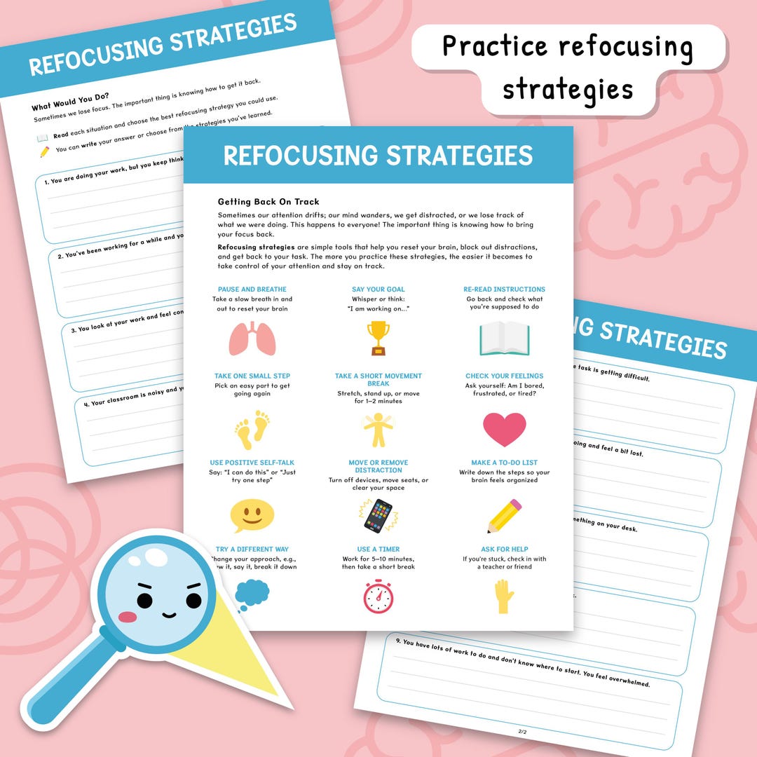 Focusing Strategies, Executive Function, Attention Worksheets, Focus ...