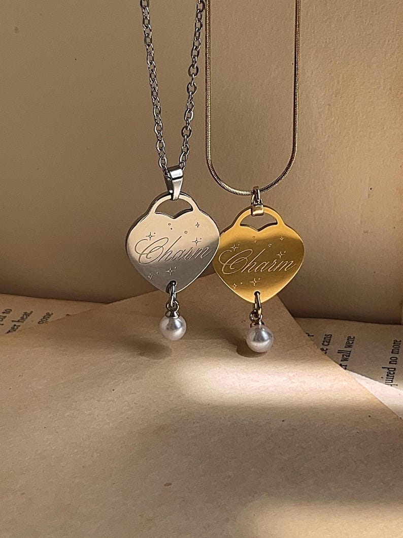 Charm | Heart Shaped With Pearl - Clairo Inspired Necklace - by Rosa ...
