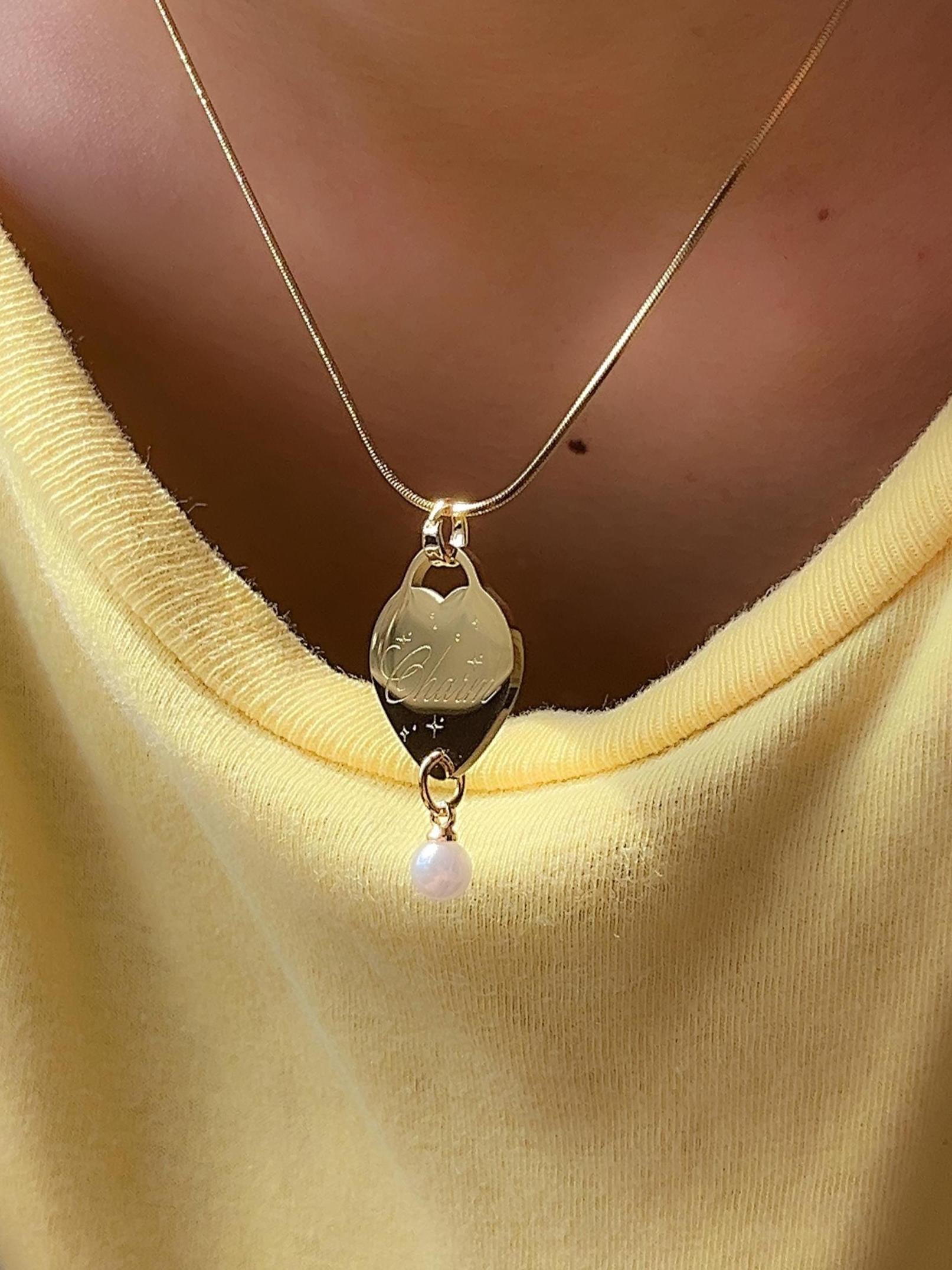 Charm | Heart Shaped With Pearl - Clairo Inspired Necklace - by Rosa ...
