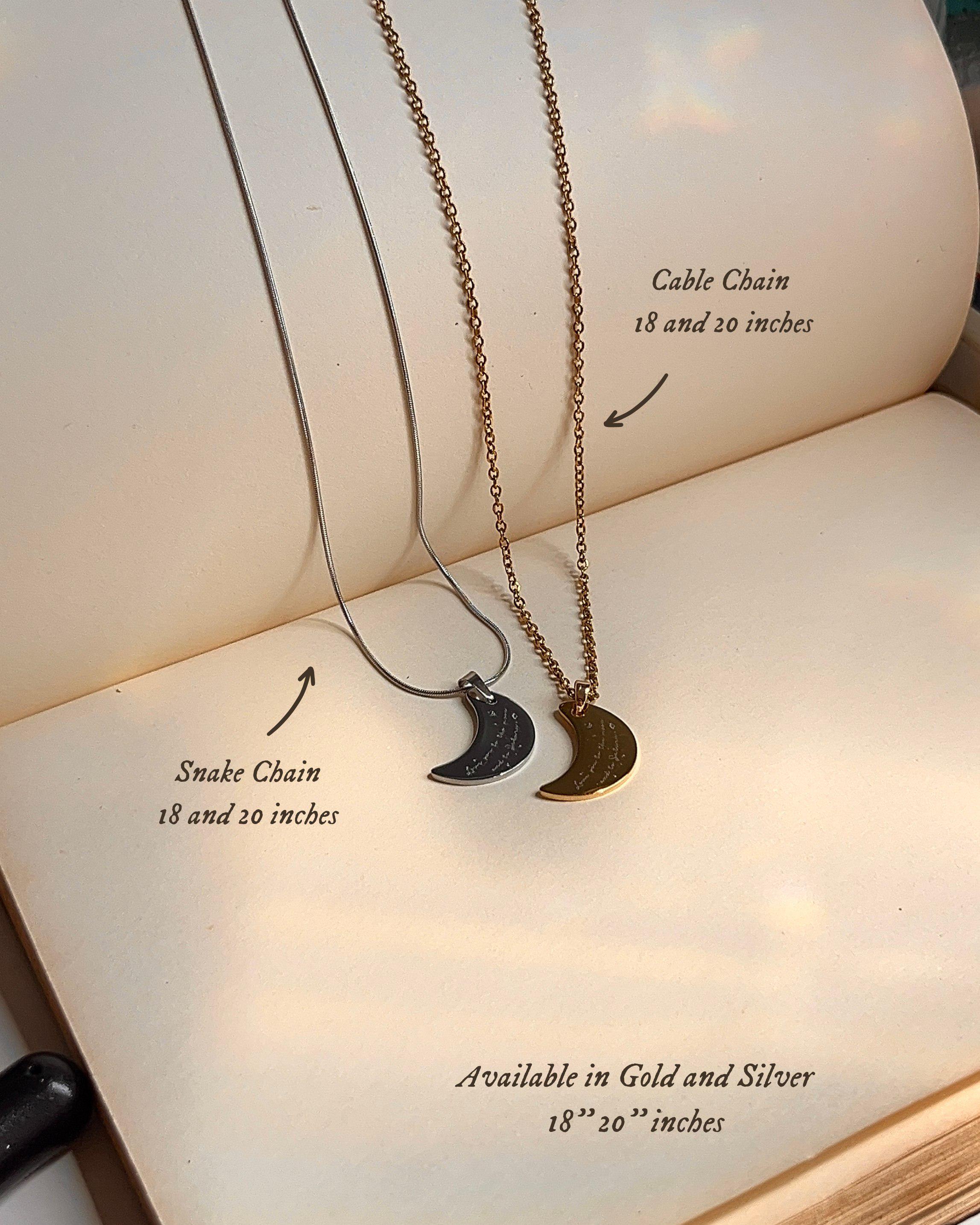 Engraved Moon Pendant Necklace: I Would Give You the Moon - Stainless ...