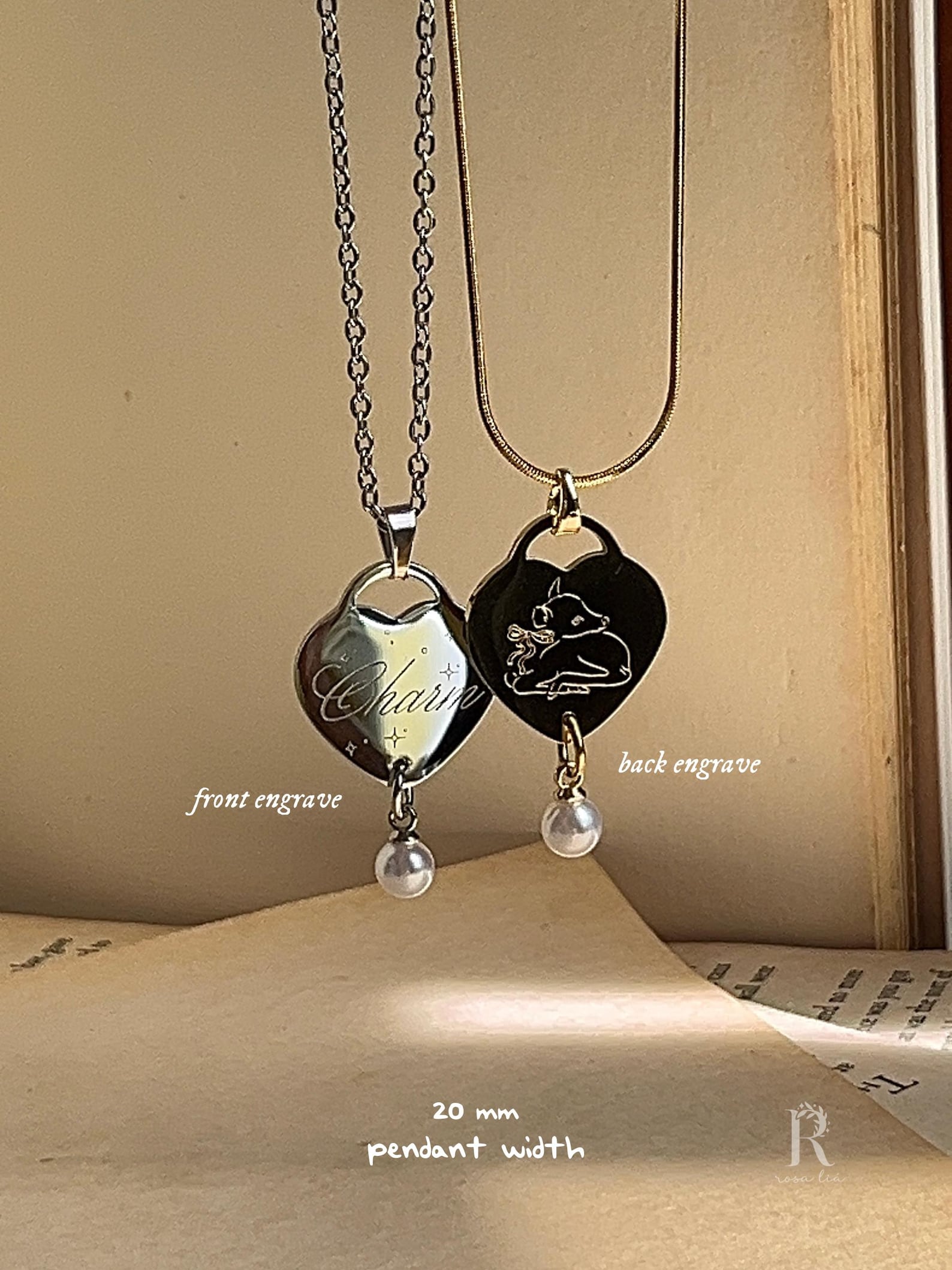 Charm | Heart Shaped With Pearl - Clairo Inspired Necklace - by Rosa ...
