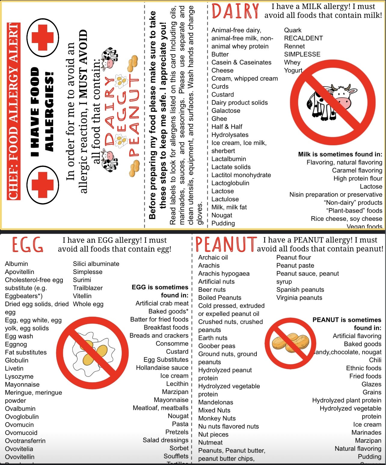 Allergy Cards - Etsy