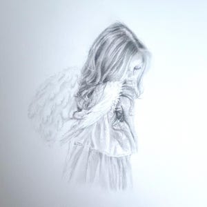 Angel’ Beautiful A4 Limited Edition Poster Print of Original Graphite ...