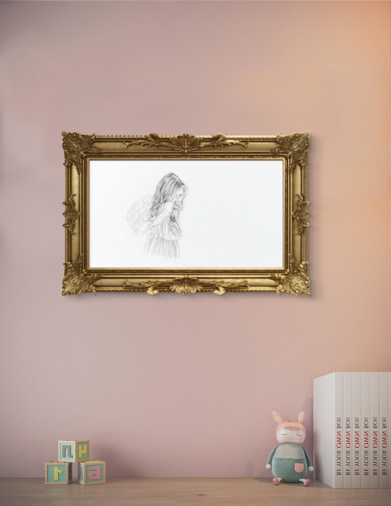 Angel Beautiful A4 Limited Edition Poster Print of Original Graphite ...