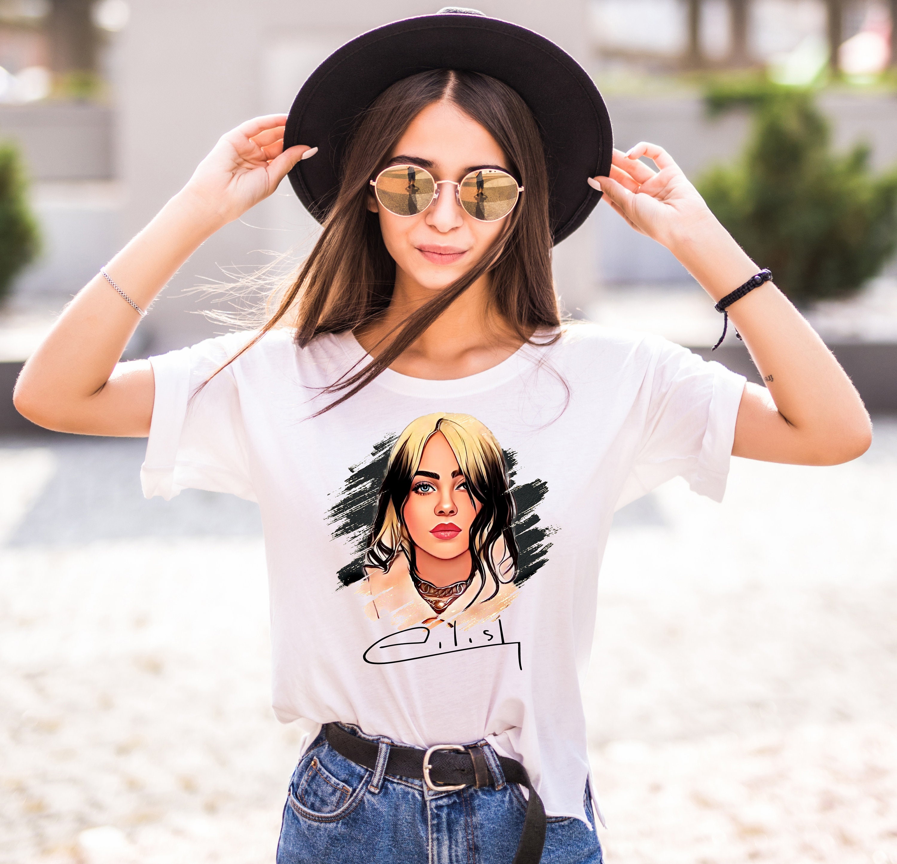 Bil.lie Eil.ish Illustration Signature Shirt Png, Bil.lie Eil.ish Shirt ...