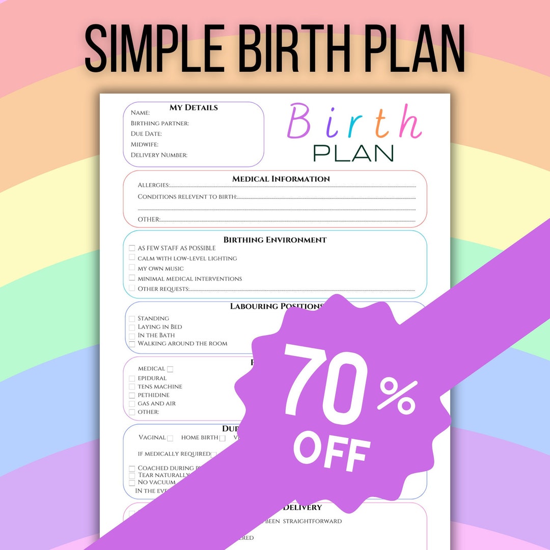 Plantilla de plan de parto Plan de parto imprimible editable Plan de ...