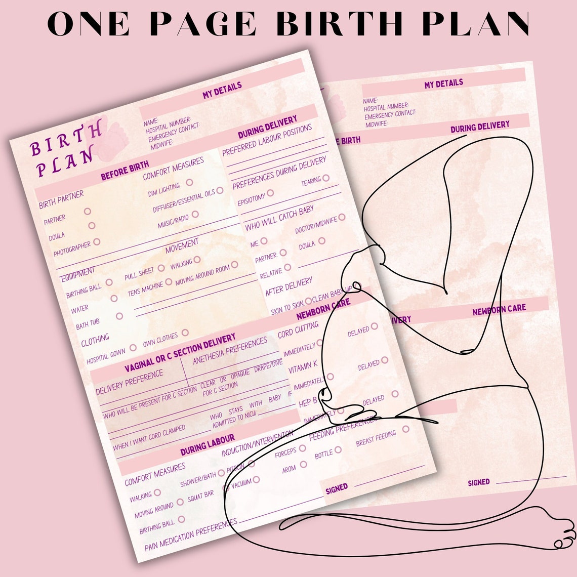 Editable Birth Plan Template Printable Birthing Planlabour - Etsy