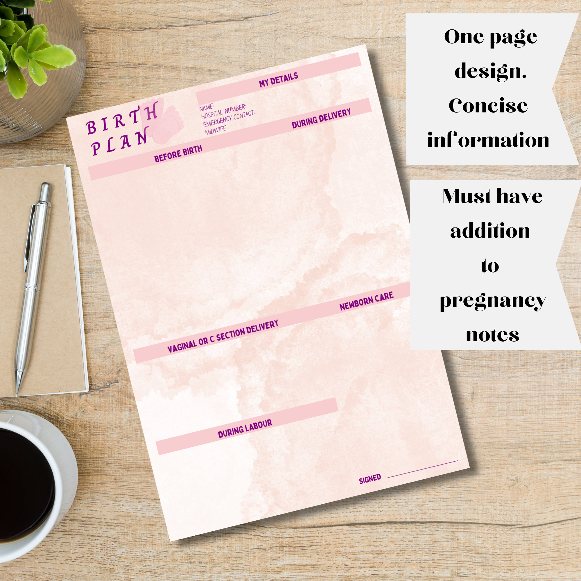 Plan de parto imprimible plantilla de plan de parto editable - Etsy México