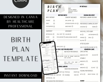 Digital Printable Birth Plan Template Instant Download - Etsy
