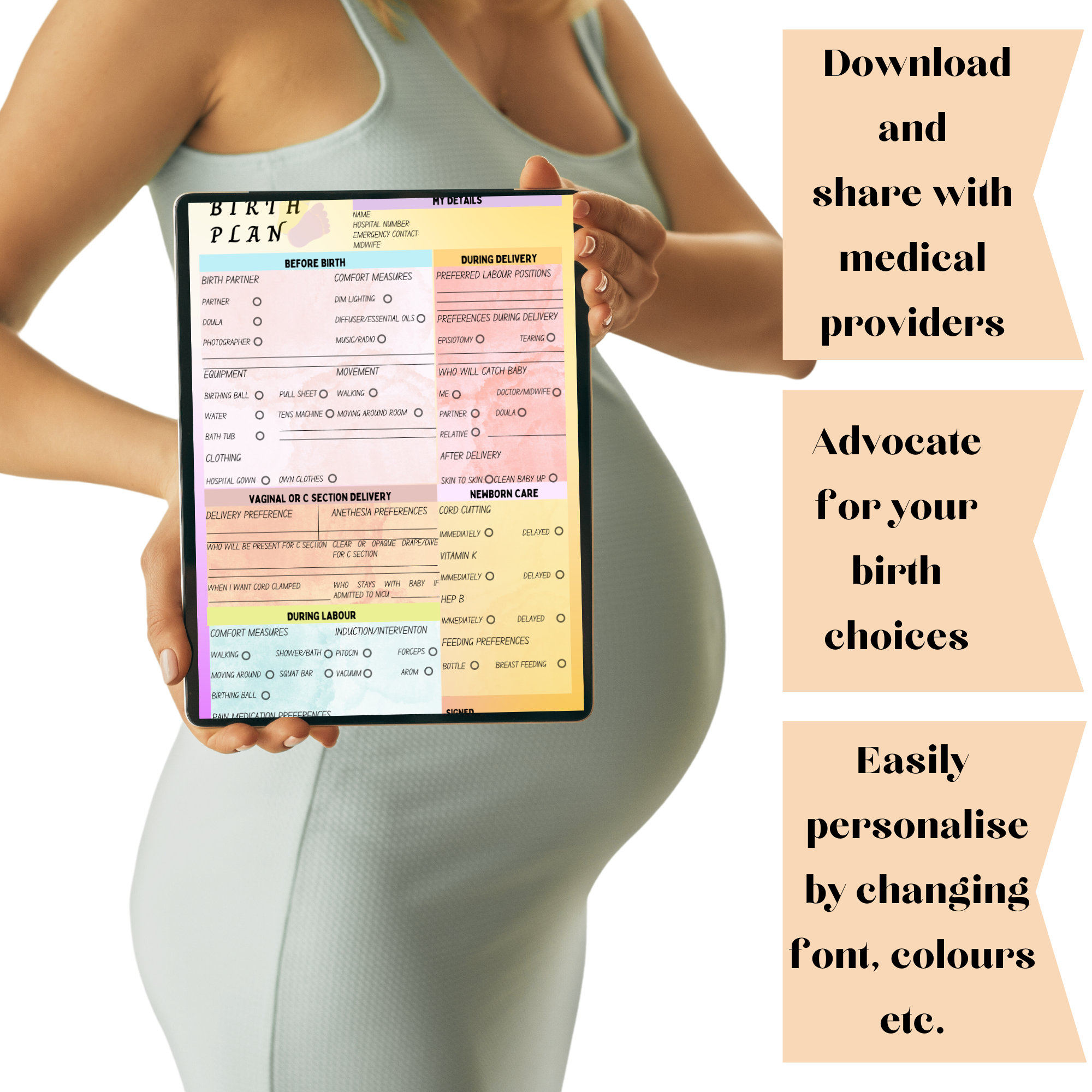 Printable Birthing Plan Editable Birth Plan Template Labour - Etsy