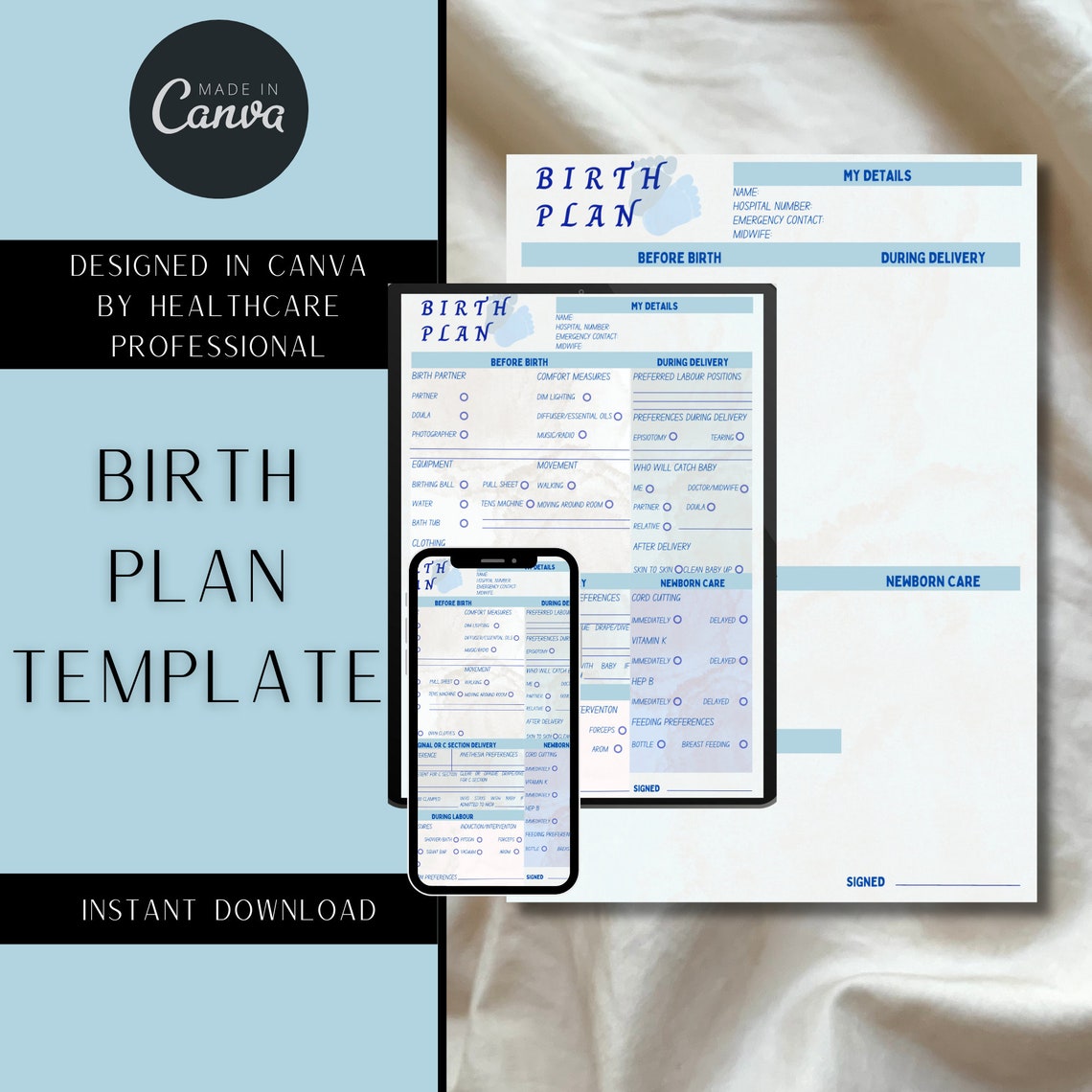 Printable Birthing Plan, Editable Birth Plan Template, Labour and ...