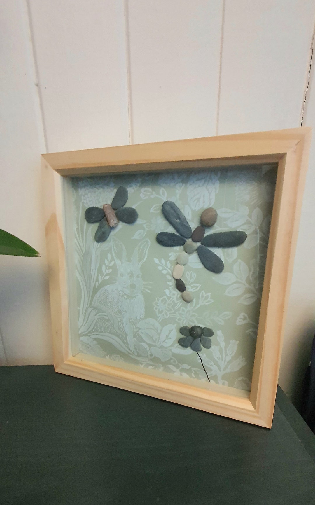 Nature Butterfly / Dragonfly Scene Pebble Art Framed Picture Gift - Etsy