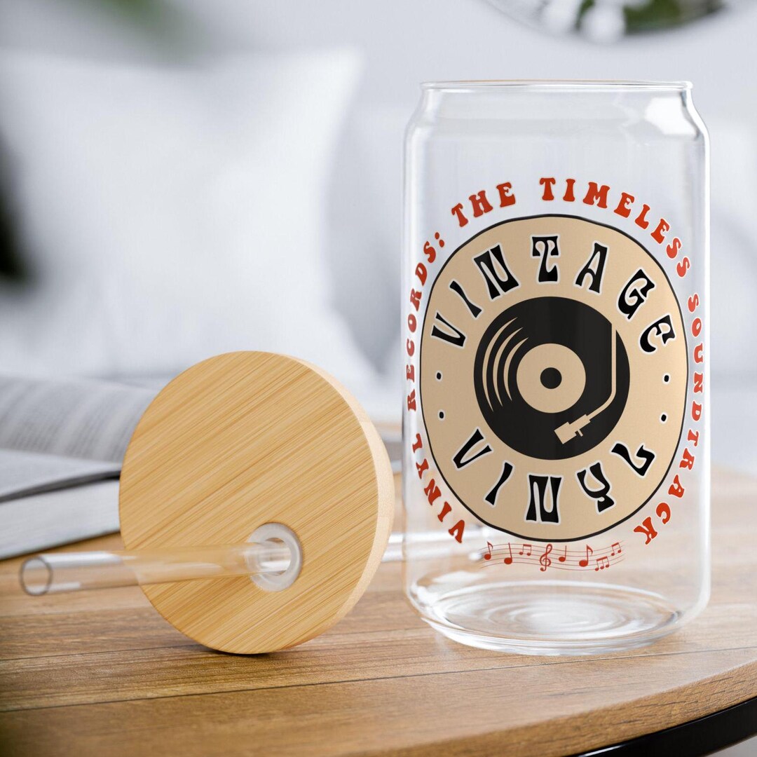 Vinyl Sipper Glass, Record Sipper Cup, Music Lover Glass, Retro Vinyl ...