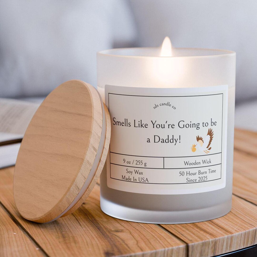Pregnancy Reveal Candle: New Daddy Gift, Wooden Wick Soy Wax - Etsy