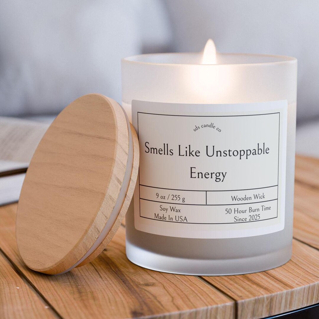 Motivation Candle: Unstoppable Energy, Wooden Wick, Soy Wax - Etsy