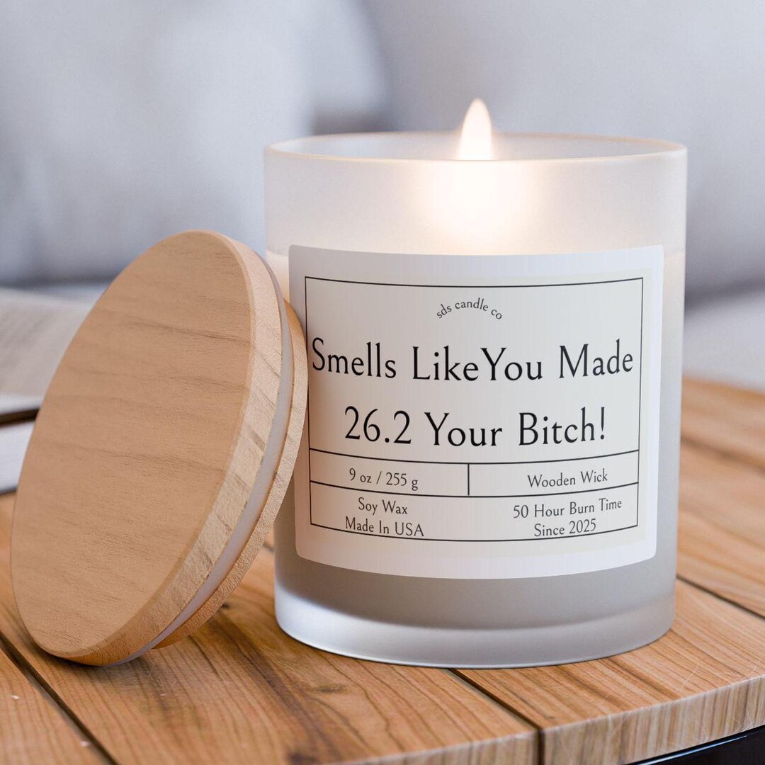 Funny Marathon Runner Candle: 26.2 Gift, Wooden Wick, Soy Coconut Wax ...