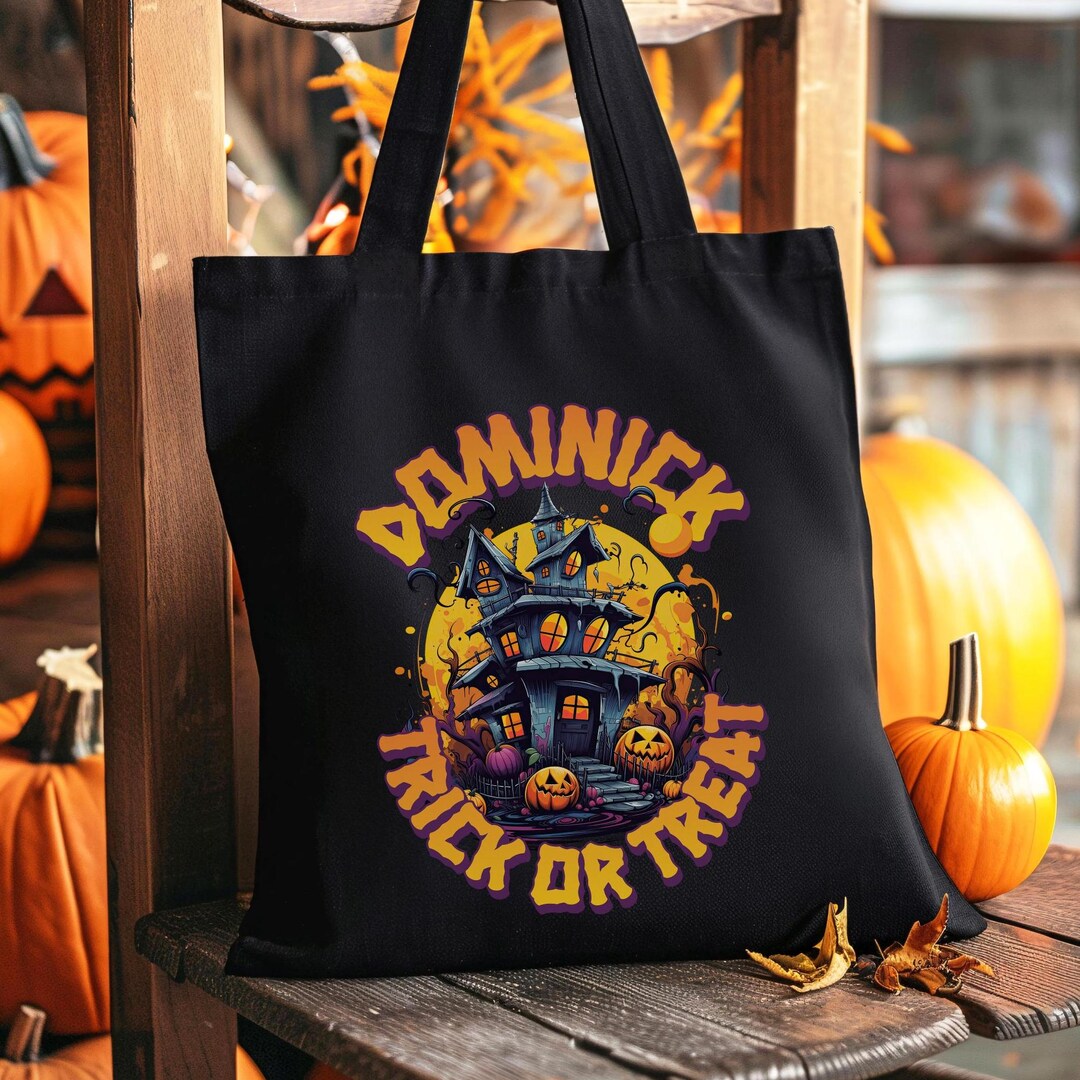 Haunted House Tote, Personalized Ghost Bag, Spooky Treat Sack, Custom ...