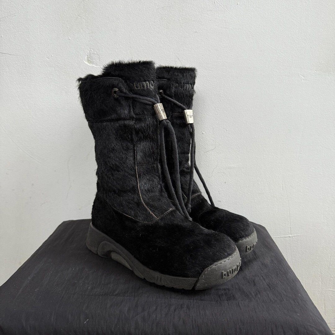 Vintage Y2K Bumper Pony Fur High Lace up Boots - Etsy