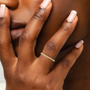 14K Solid Gold Twist Rope Ring / 18K Gold Dainty Stacking Twisted Rope ...