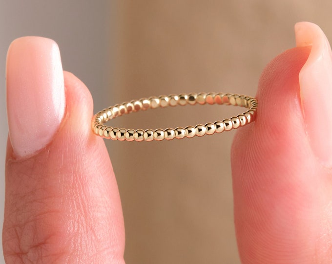 14K Solid Gold Ball Ring, Gold Bubble Jewelry, Multiball Stackable Bead Ring - Etsy